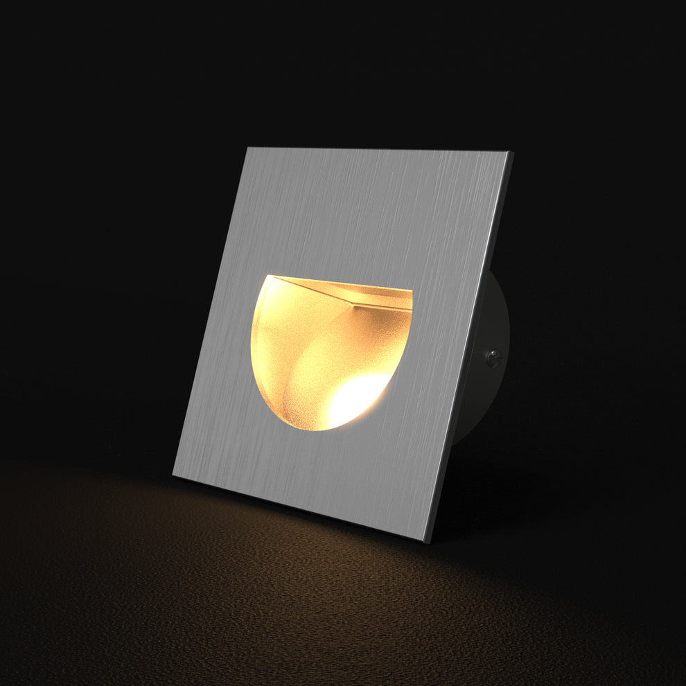 ST316S Square Stair Step Light Recessed Wall Light White Brush Aluminu ...