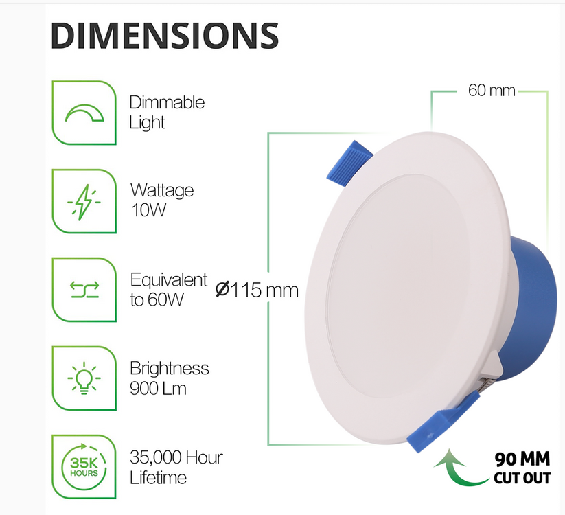 7010 Tri-Color 90mm 10W Budget LED Downlight – commercial-lighting-au